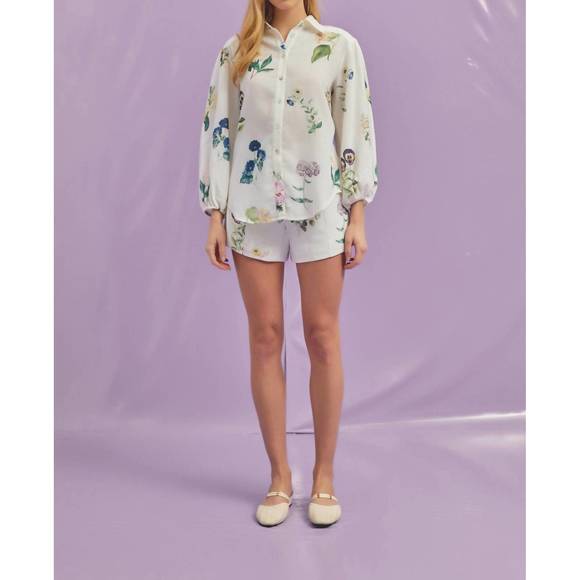 Lena | Shorts | New Lena Lena Floral Printed Shorts In White | Poshmark